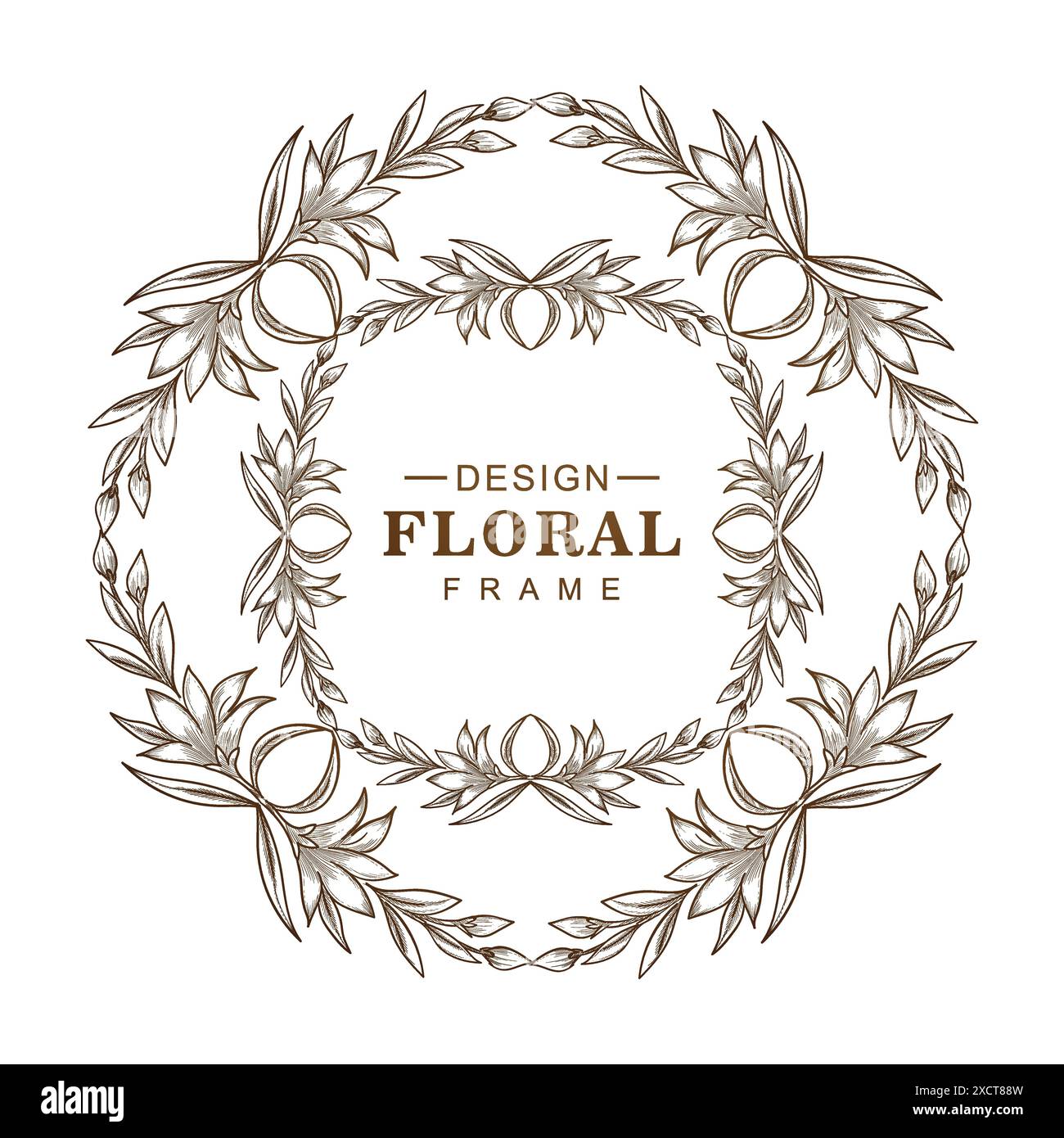 Abstract circular sketch floral frame design Stock Vector Image & Art ...
