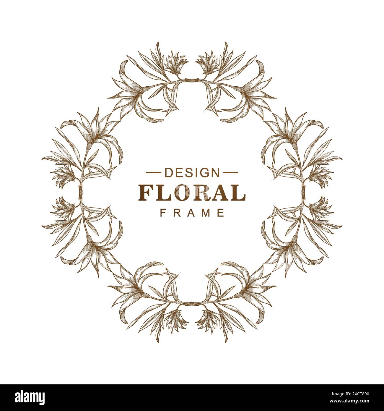 Elegant circular sketch floral frame design Stock Vector Image & Art ...