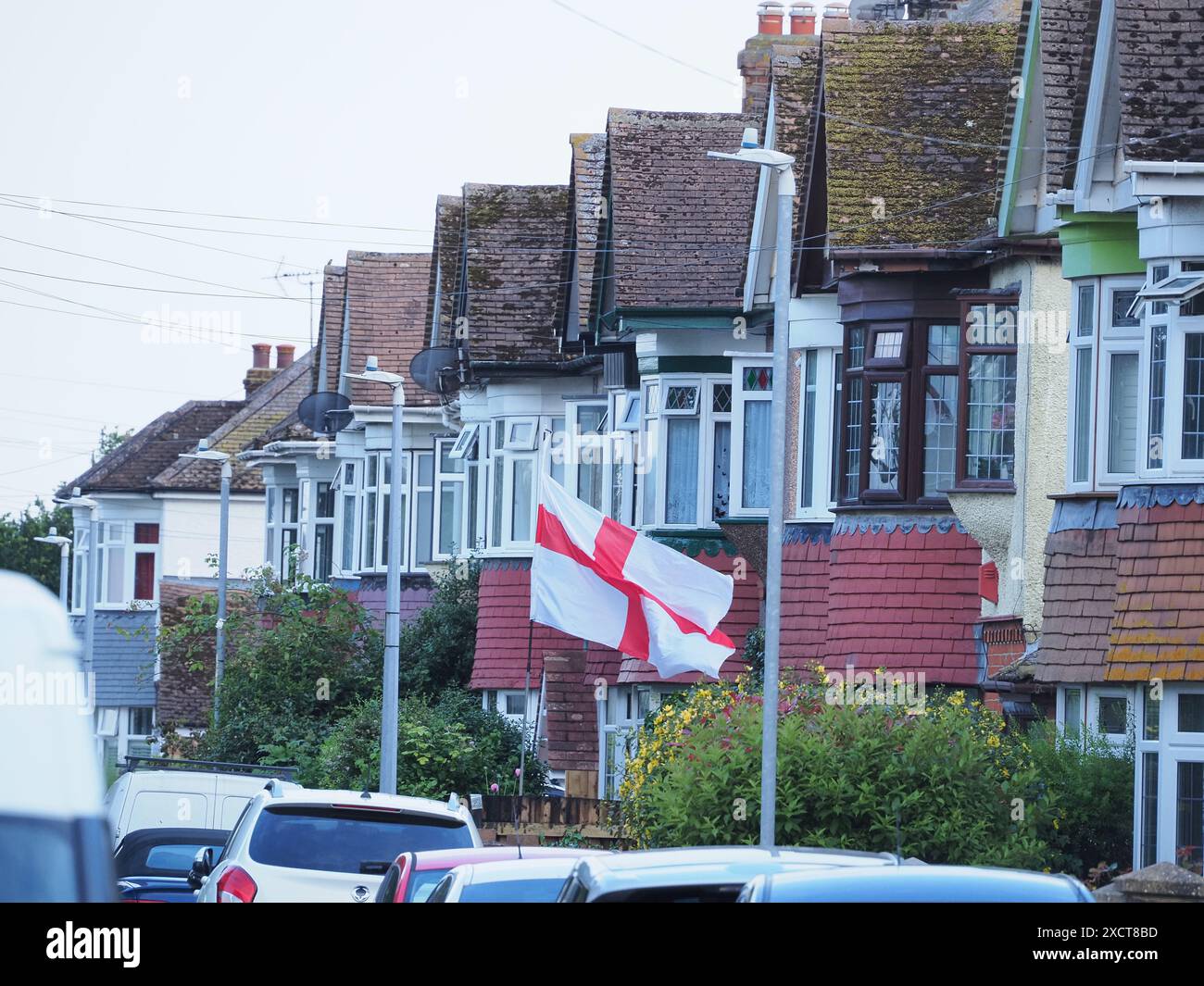 Sheerness, Kent, UK. 17th June, 2024. A large England flag seen flying ...