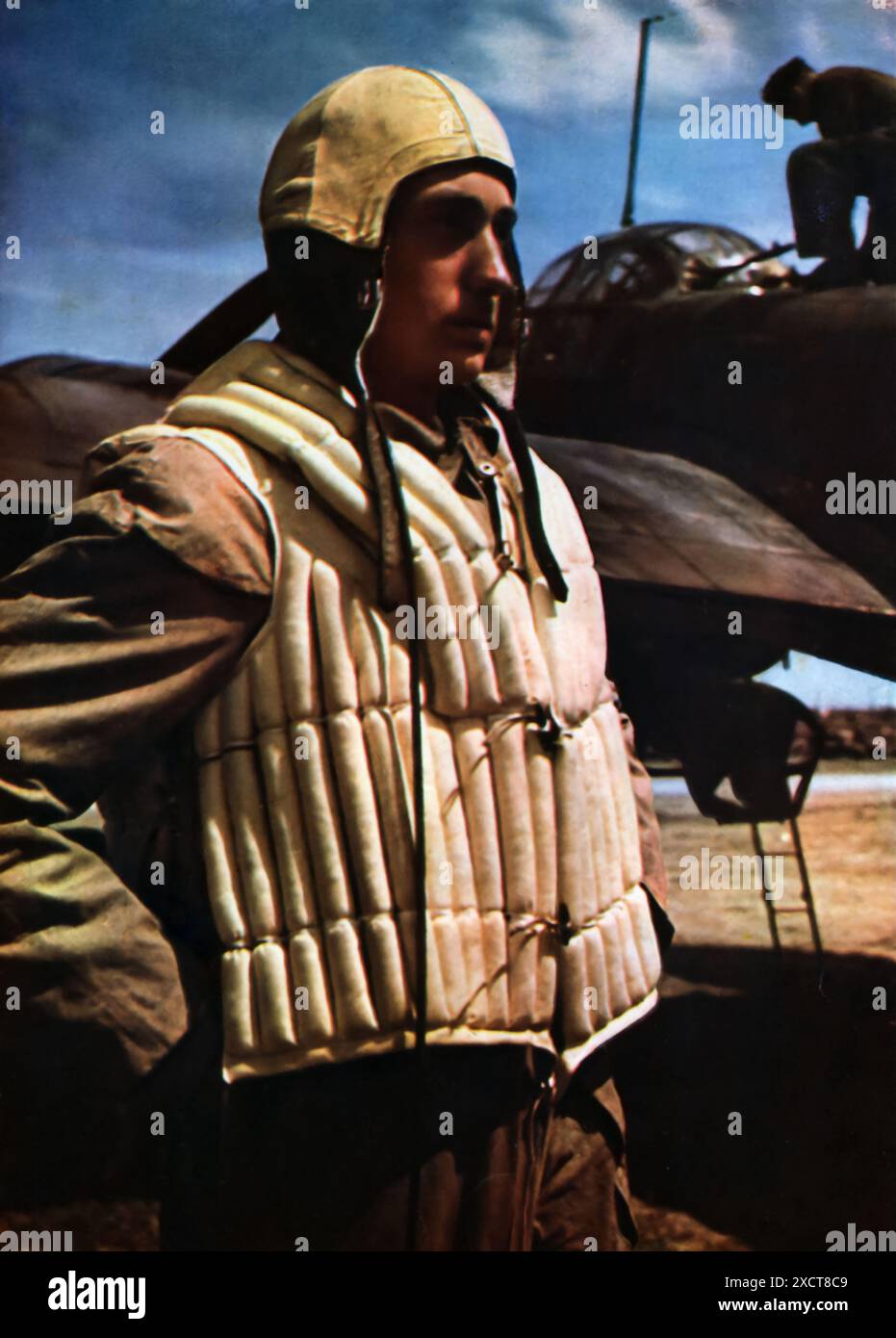 A photograph shows a member of the German Air Force, known as the ...