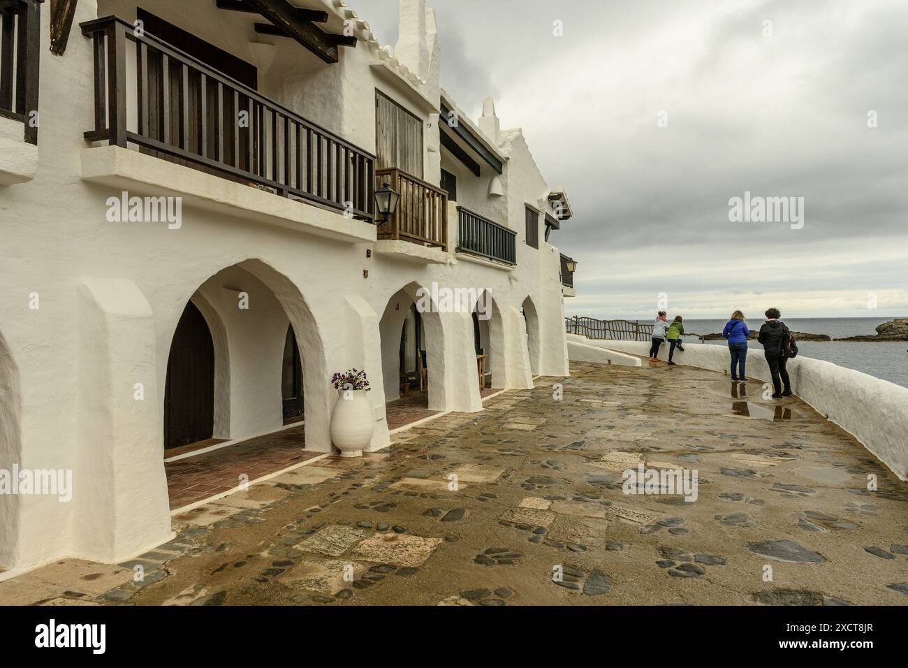 Picturesque view of the traditional whitewashed houses and narrow ...
