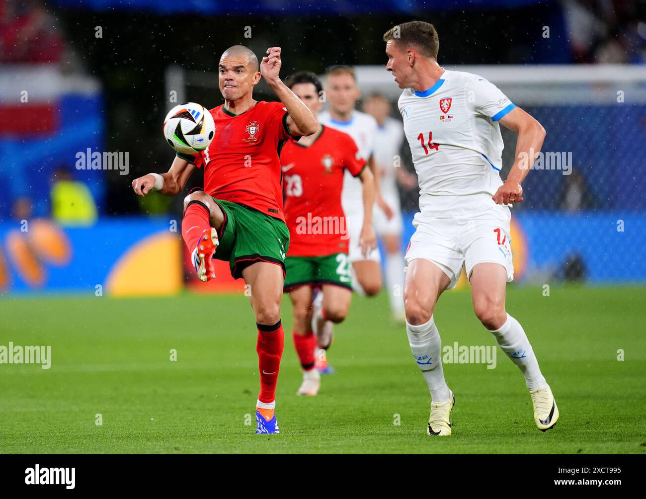 Portugal's Pepe (left) and Czech Republic's Lukas Provod battle for the ...