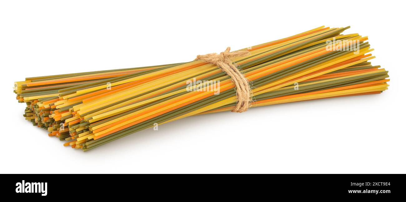 Colorful spaghetti tricolore pasta isolated on white background Stock ...