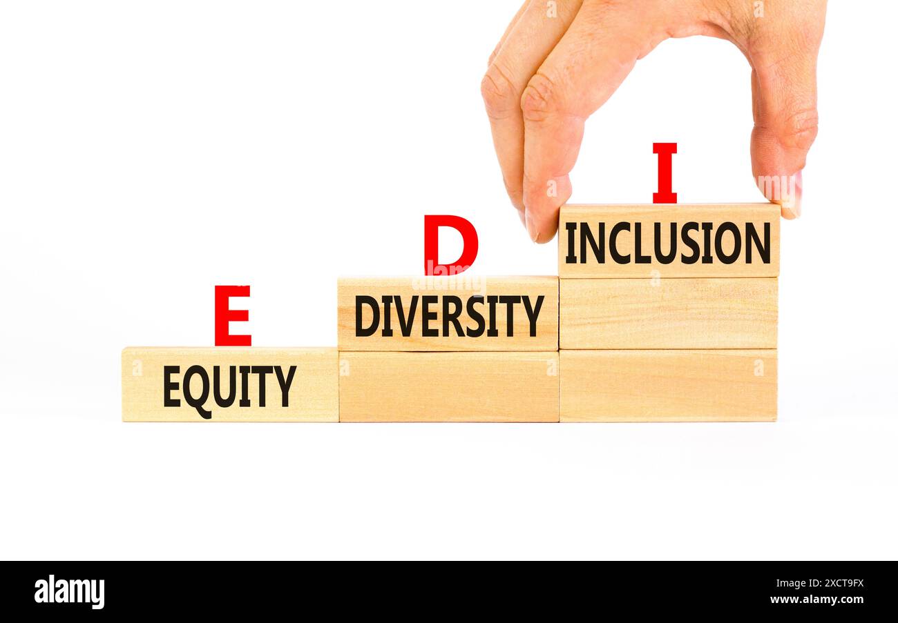 EDI equity diversity inclusion symbol. Concept words EDI equity diversity inclusion on wooden ...