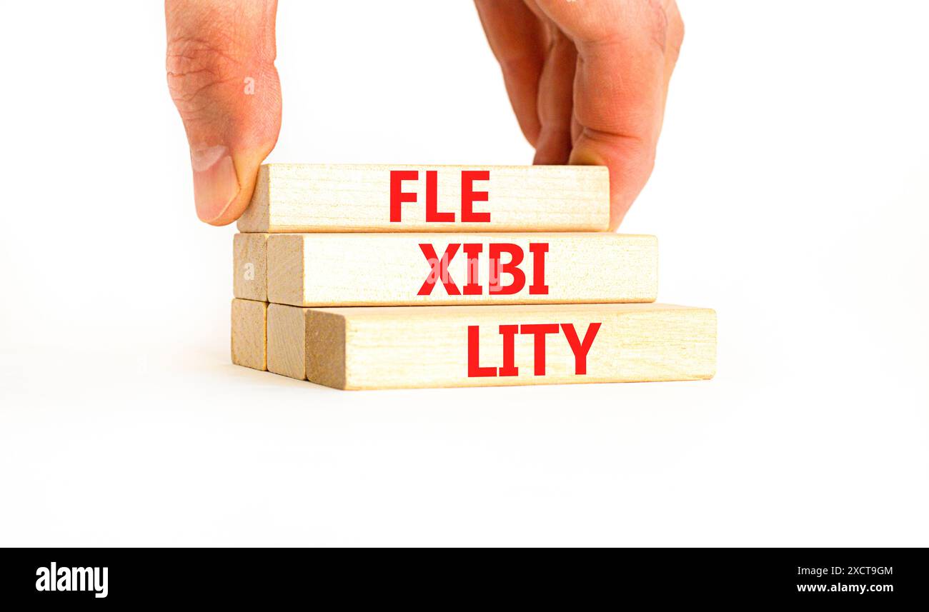 Flexibility symbol. Concept word Flexibility on beautiful wooden blocks ...