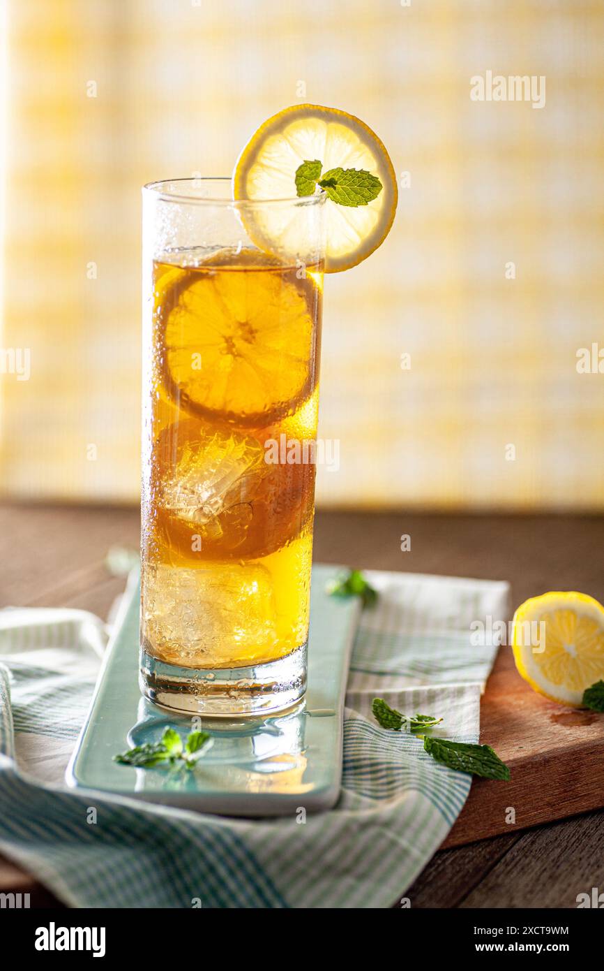 Fresh Glass Ice Lemon Tea with Jug Stock Photo - Alamy