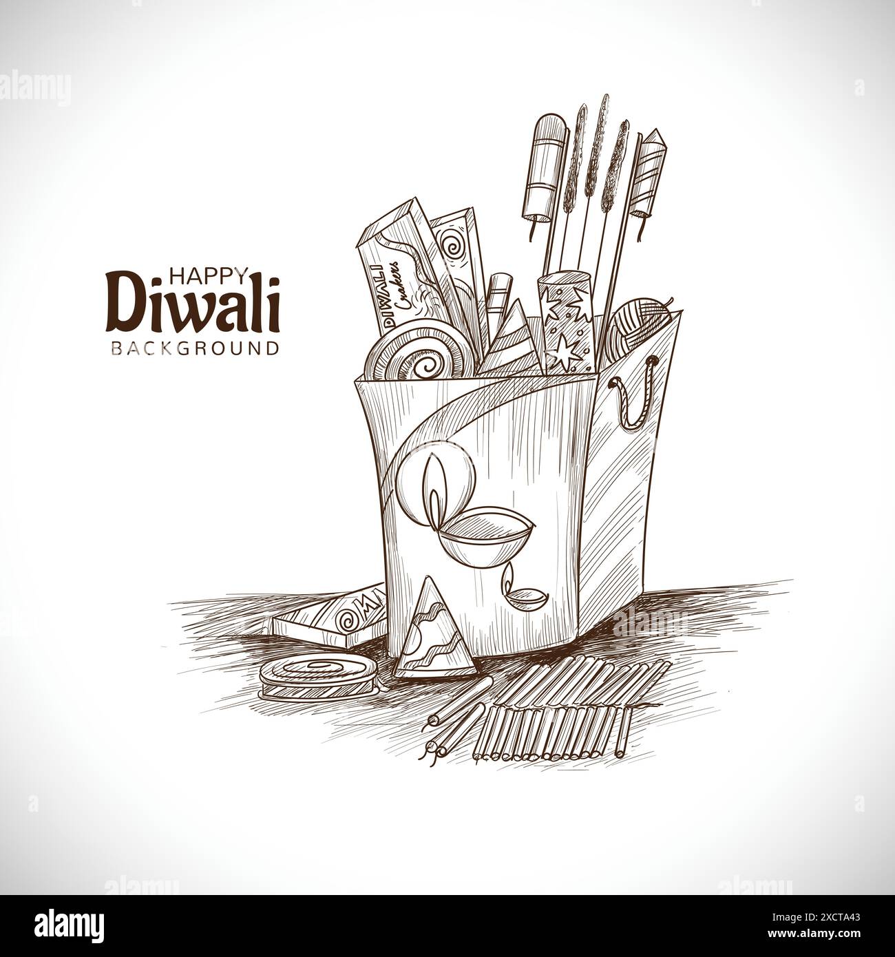 Hand Drawn diwali crackers sketch design Stock Vector Image & Art - Alamy