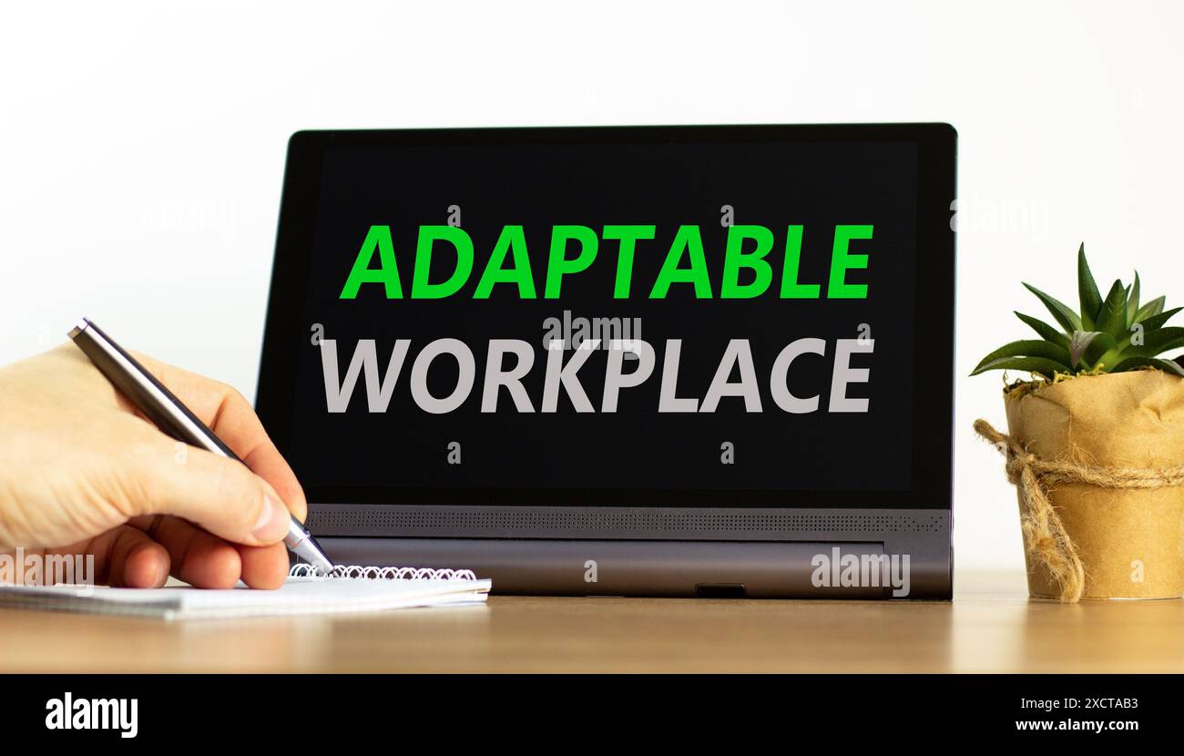 Adaptable workplace symbol. Concept words Adaptable workplace on ...