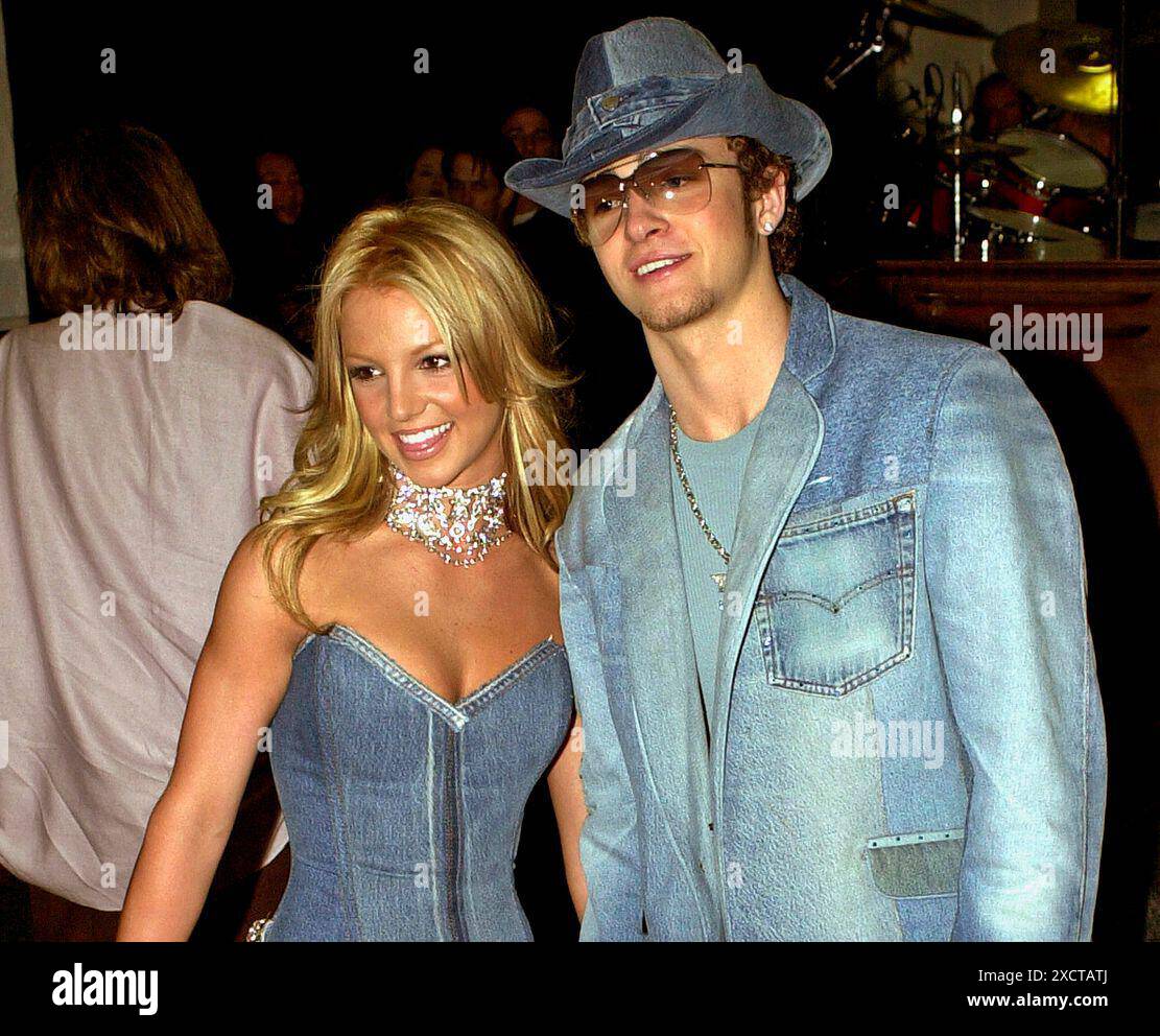 FILE - Britney Spears, left, and Justin Timberlake arrive at the 28th ...