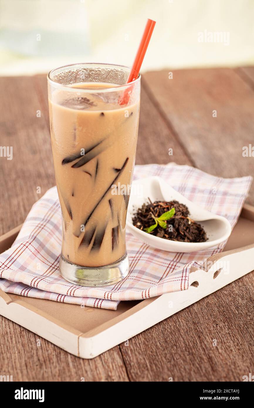 Ice Milk Tea with Jelly Stock Photo - Alamy