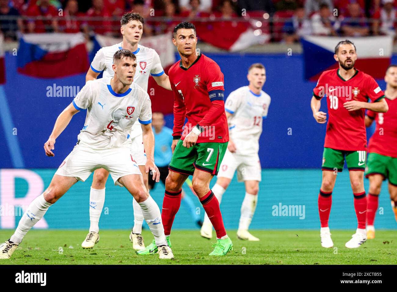 LEIPZIG, GERMANY - JUNE 18: Robin Hranac of Czechia, Cristiano Ronaldo ...