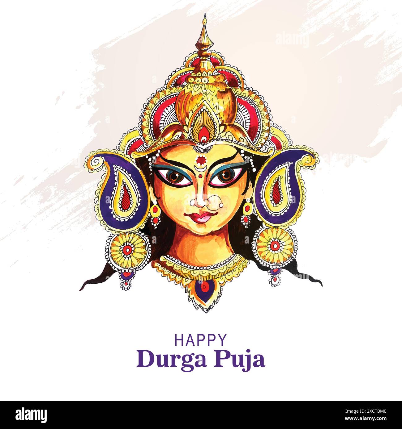 Beautiful happy durga pooja indian festival card background Stock ...