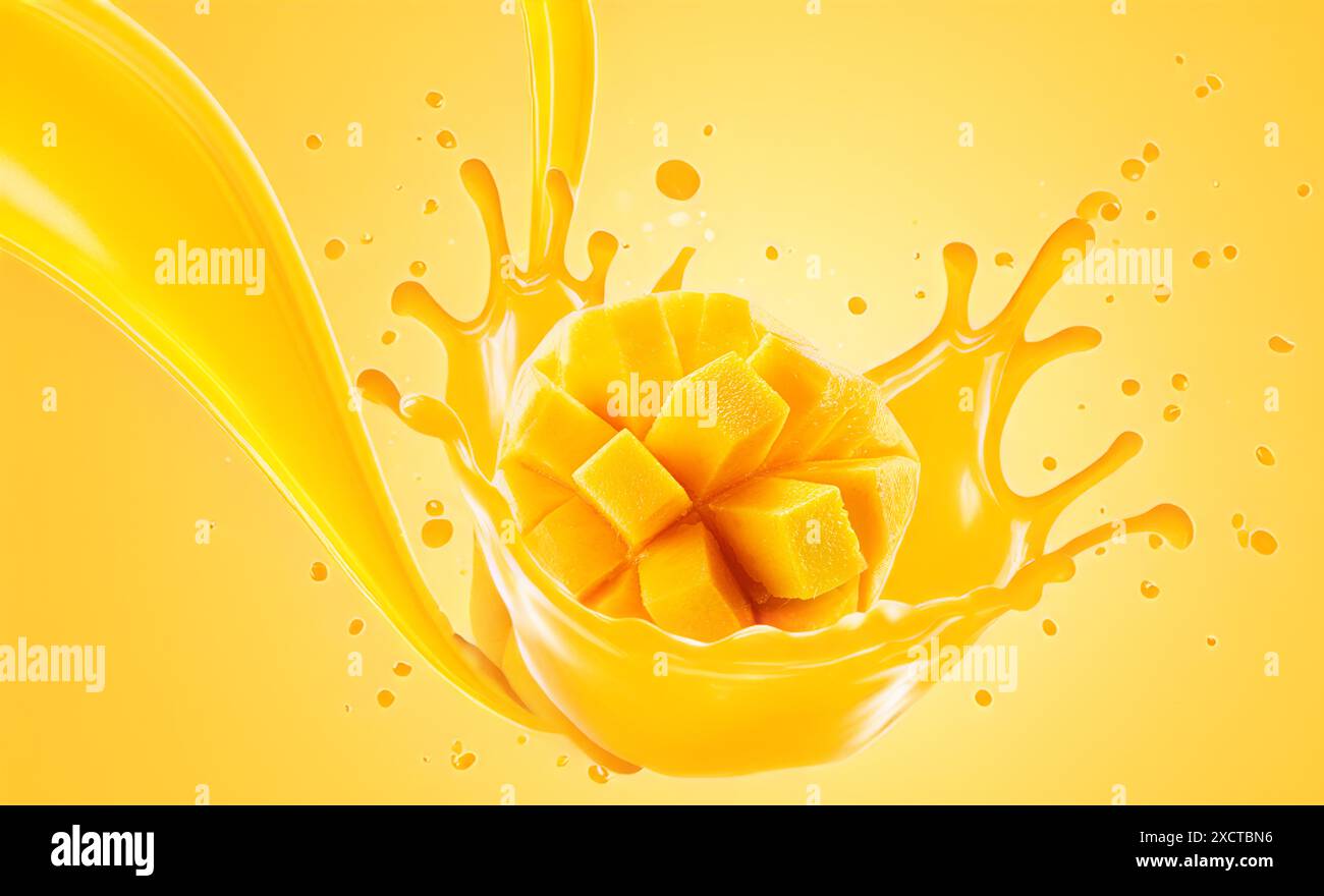 mango juice splash Stock Photo - Alamy