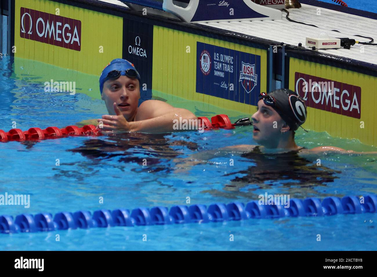 June 18, 2024, Indianapolis, Indiana, USA: Katie Ledecky (left) and ...