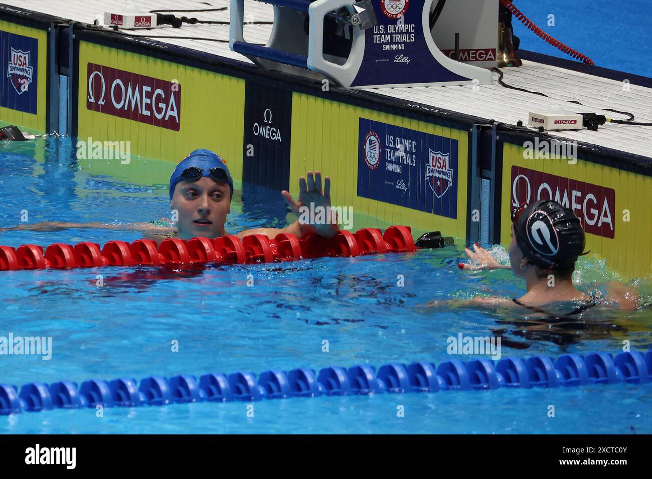 June 18, 2024, Indianapolis, Indiana, USA: Katie Ledecky (left) and ...