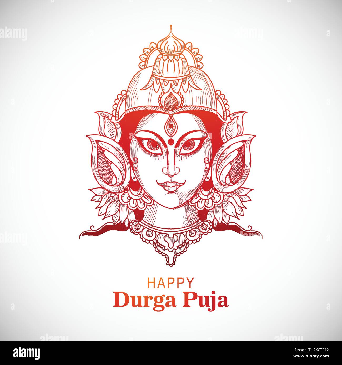 Beautiful hand draw sketch for durga puja celebration background Stock ...