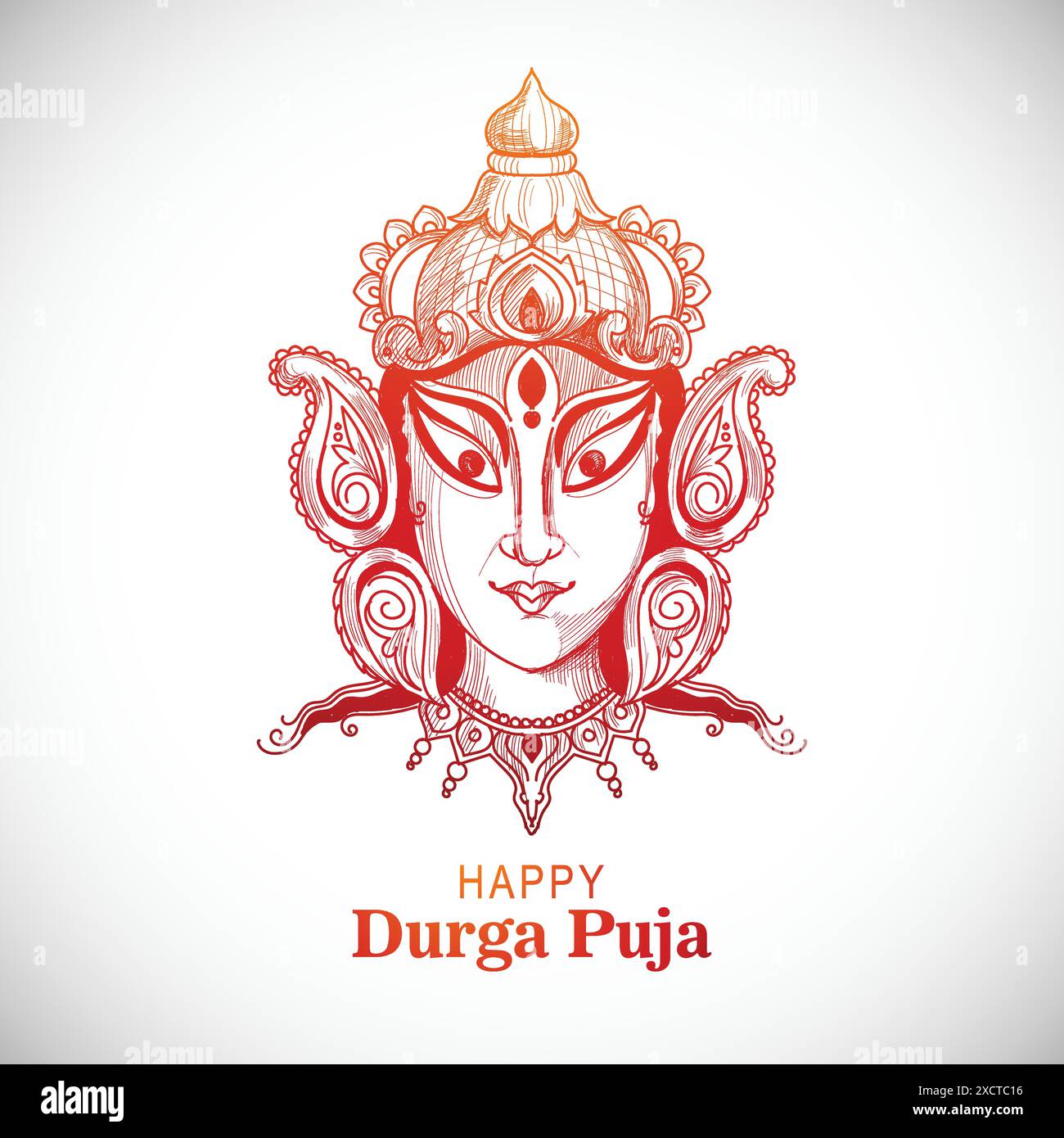 Beautiful hand draw sketch for durga puja celebration background Stock ...