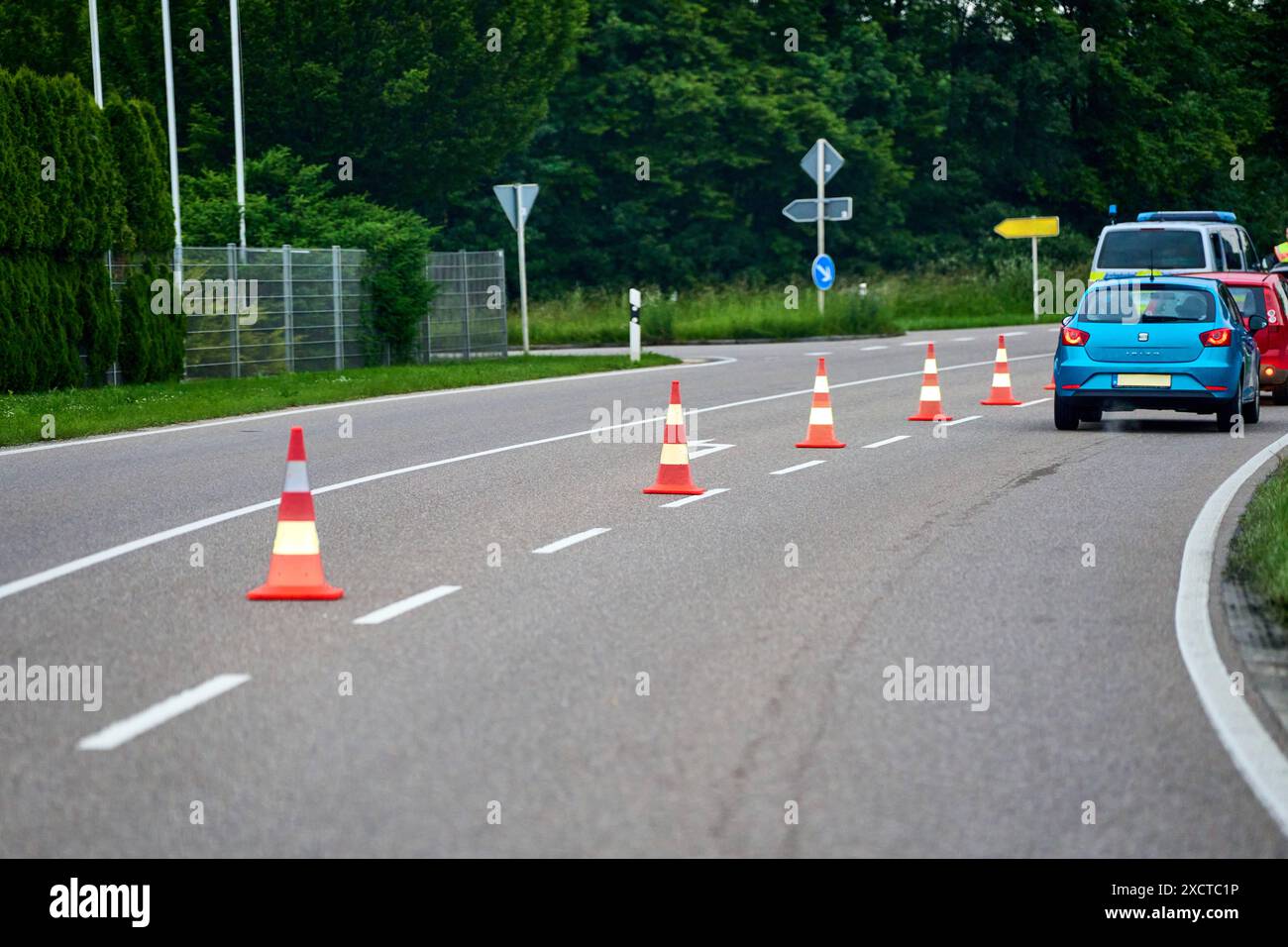 Bavaria, Germany - June 3, 2024: Police control on a public road ...