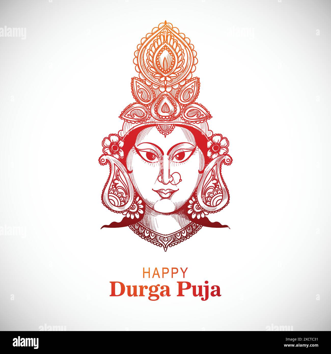 Beautiful hand draw sketch for durga puja festival background Stock ...