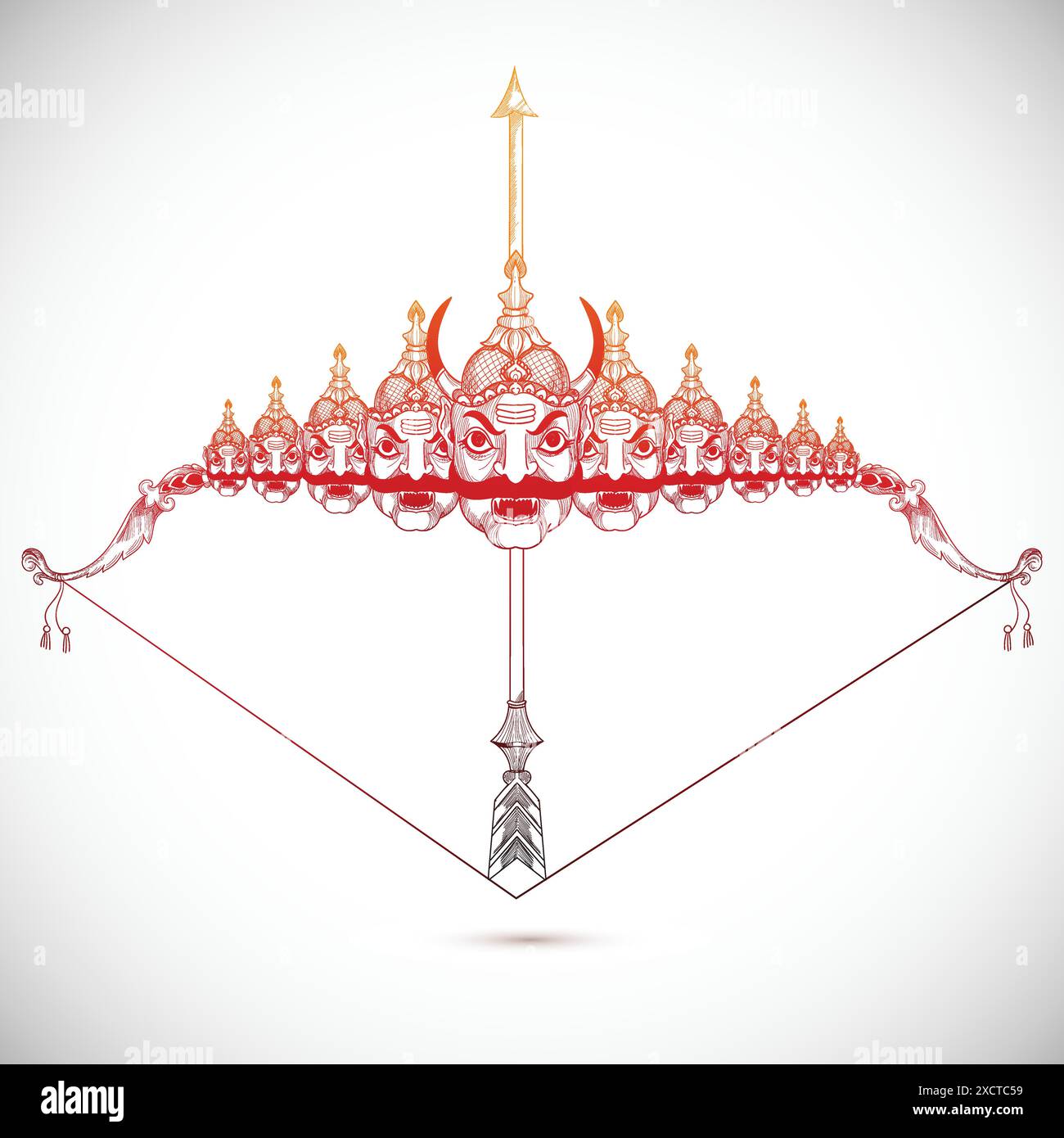 Lord Rama with arrow killing ravana in happy dussehra sketch design ...