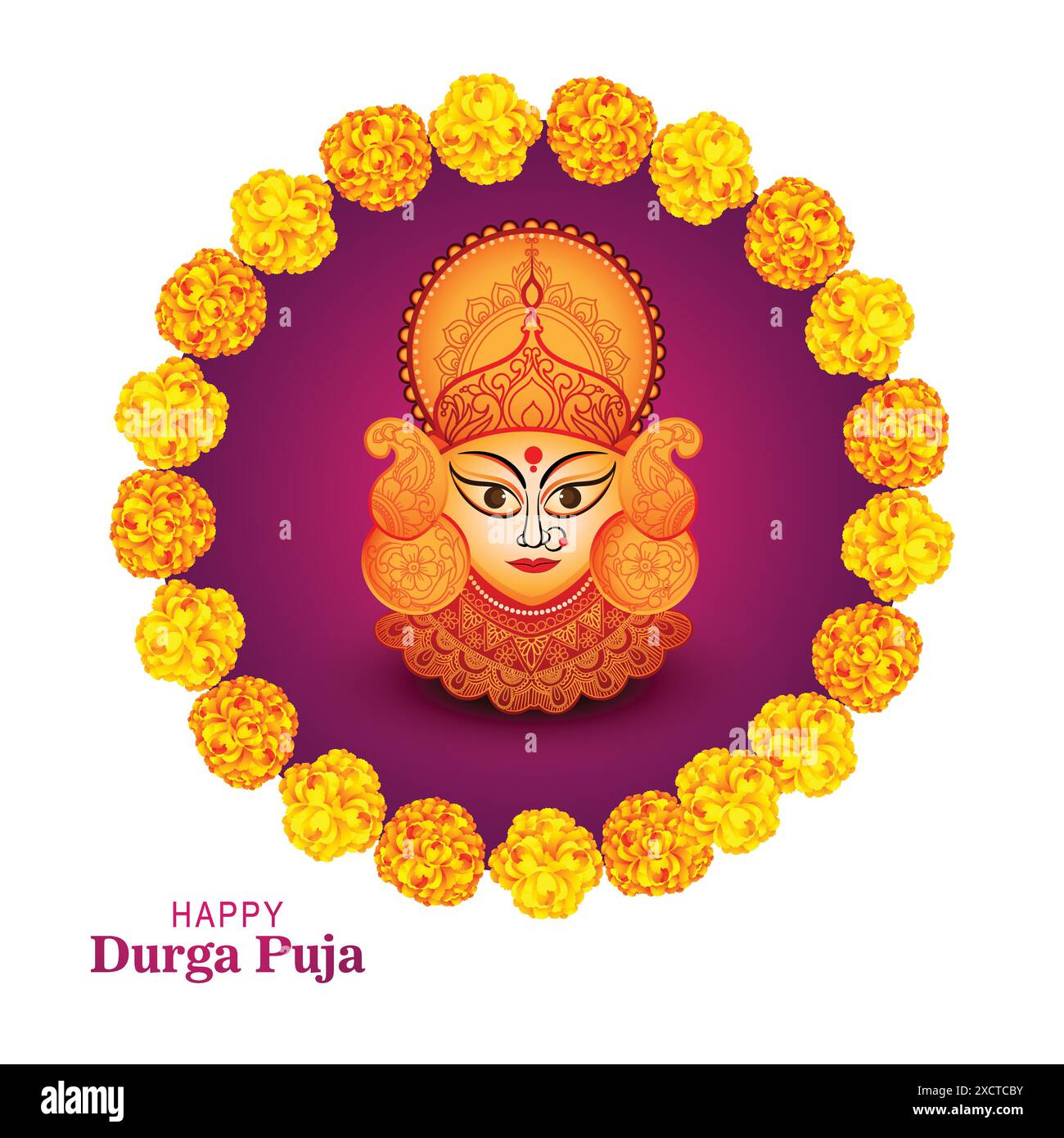 Happy durga pooja indian festival card background Stock Vector Image ...