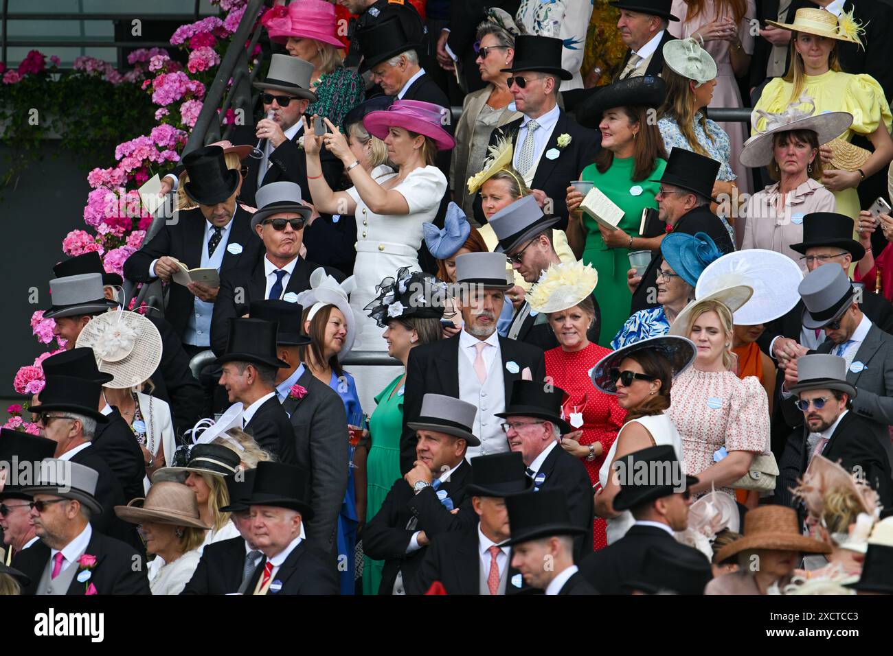 Ascot, UK. 18 June, 2024. Racegoers in the Royal Enclosure on day one ...