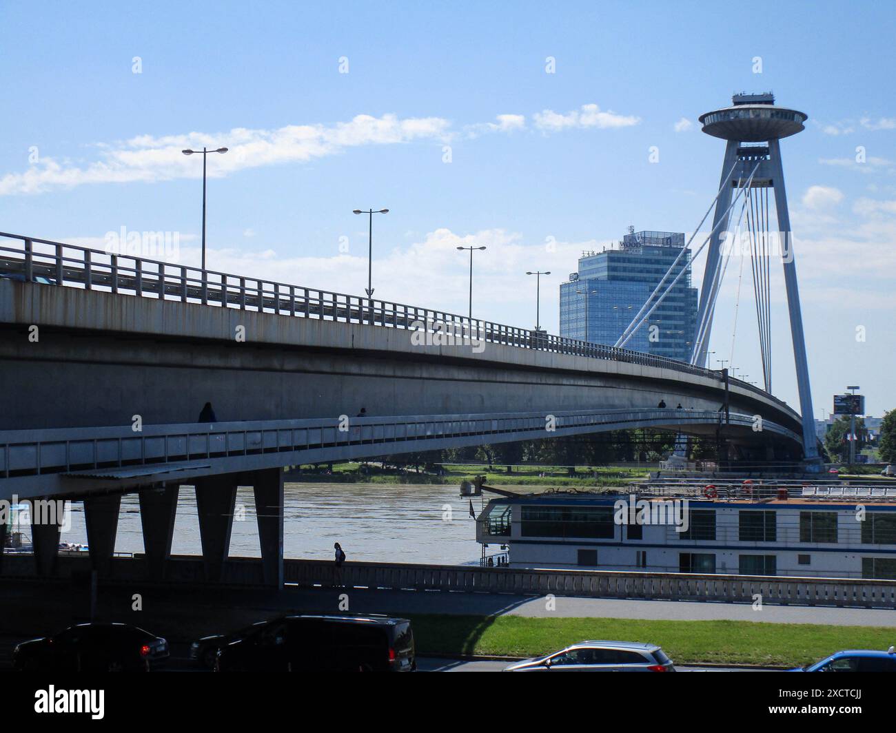 A view of the UFO Tower in Bratislava, Slovakia on the 8th June 2024 ...
