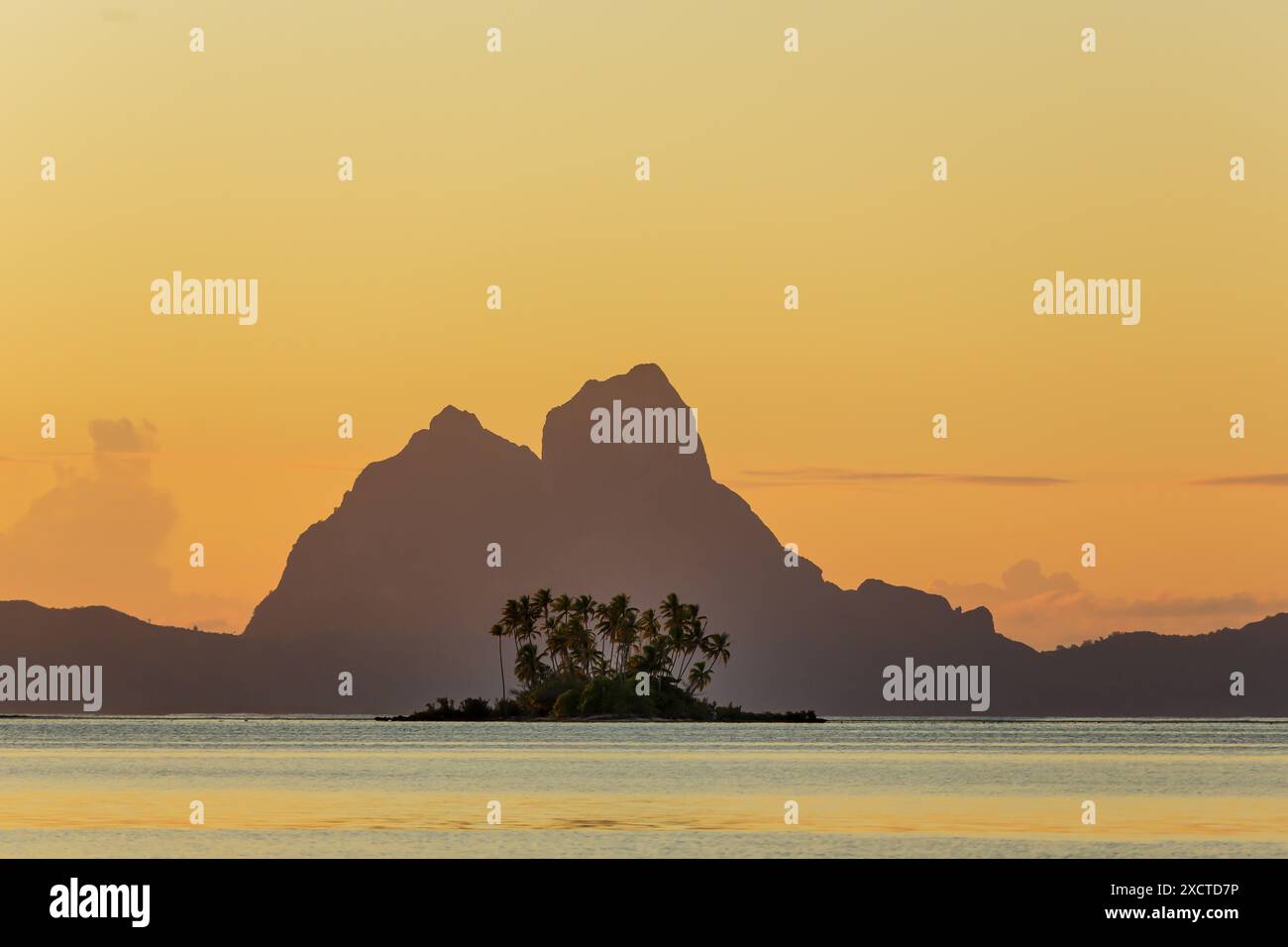 FRENCH POLYNESIA. TAHAA ISLAND. MOTU ON THE CORAL BARRIER. IN THE ...