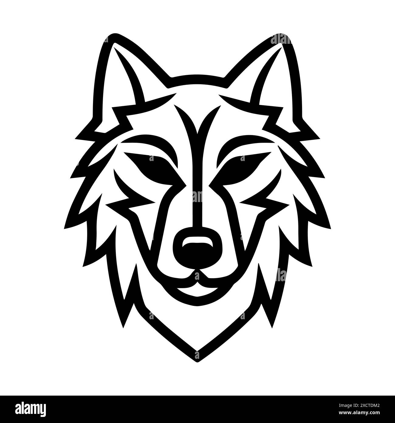 Wolf face logo or modern line icon. Vector line art and icon design ...