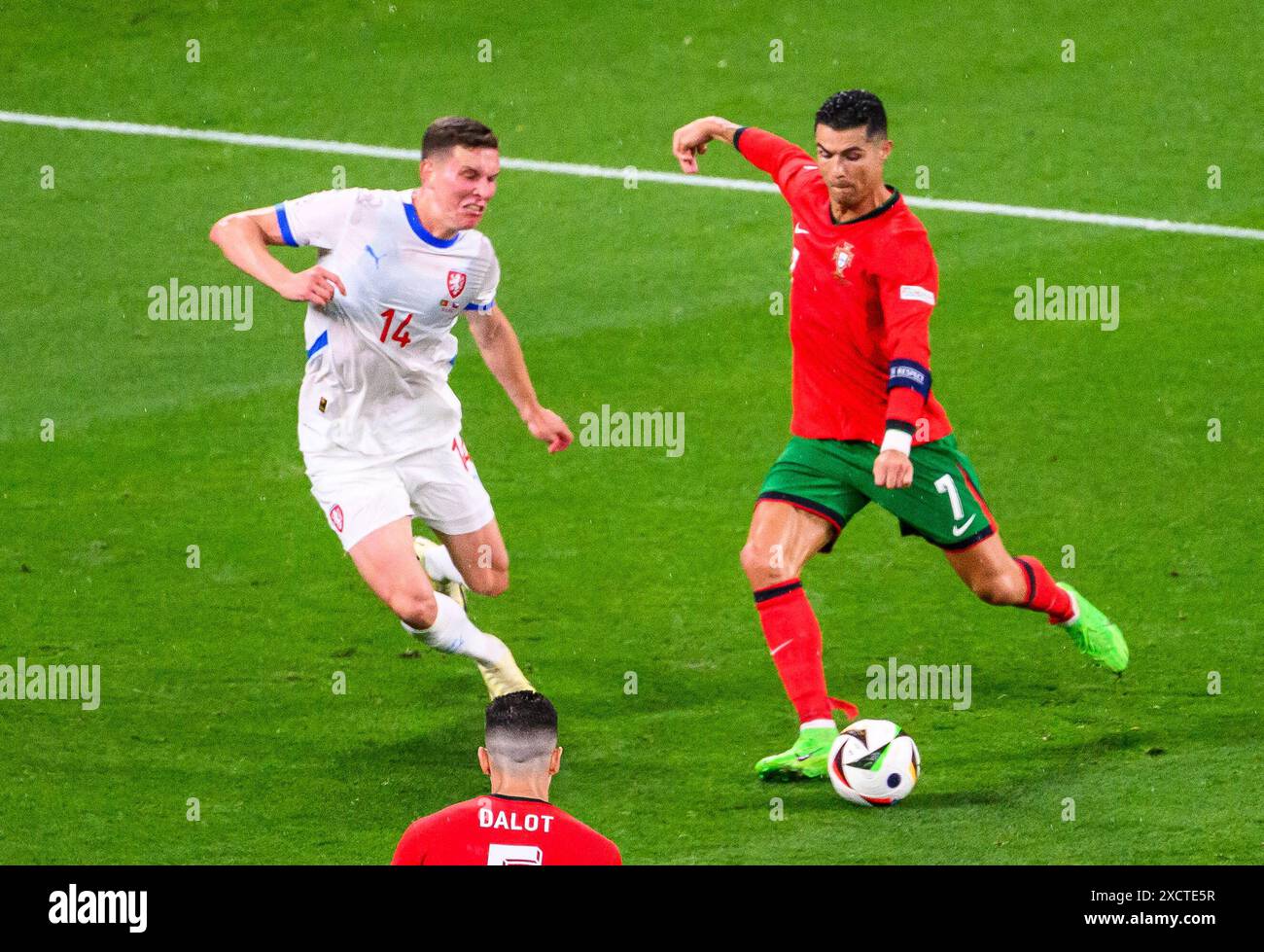 Lipsko, Germany. 18th June, 2024. From left Czech Lukas Provod and ...