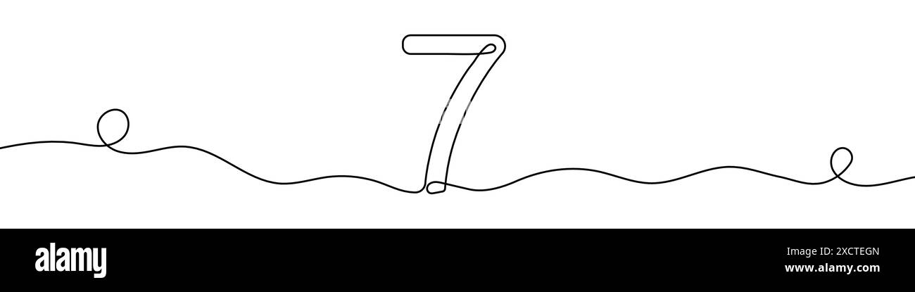Continuous editable line drawing of number 7. One line drawing of ...