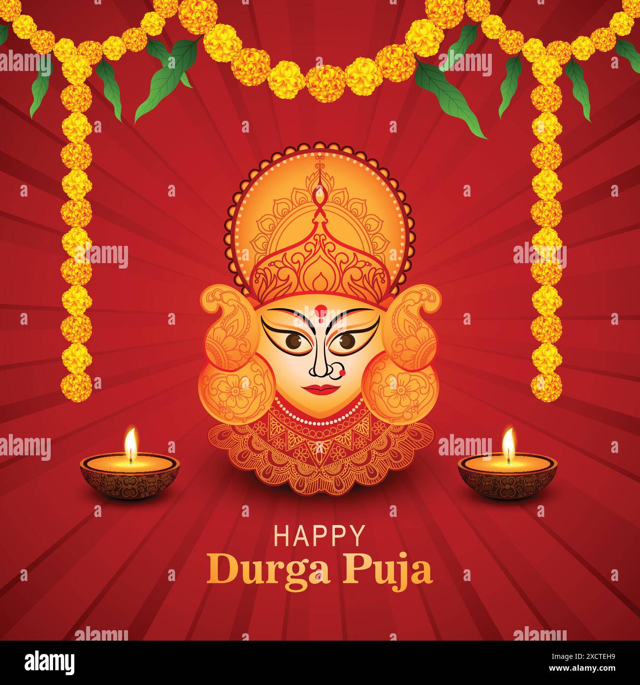 Elegant happy durga pooja indian festival card background Stock Vector ...