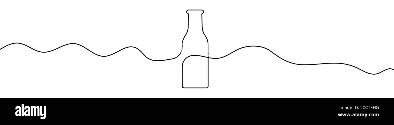Continuous editable line drawing of bottle. One line drawing background ...