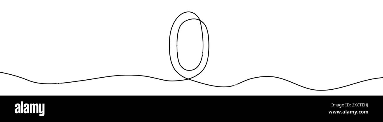 Continuous editable line drawing of number 0. One line drawing of ...