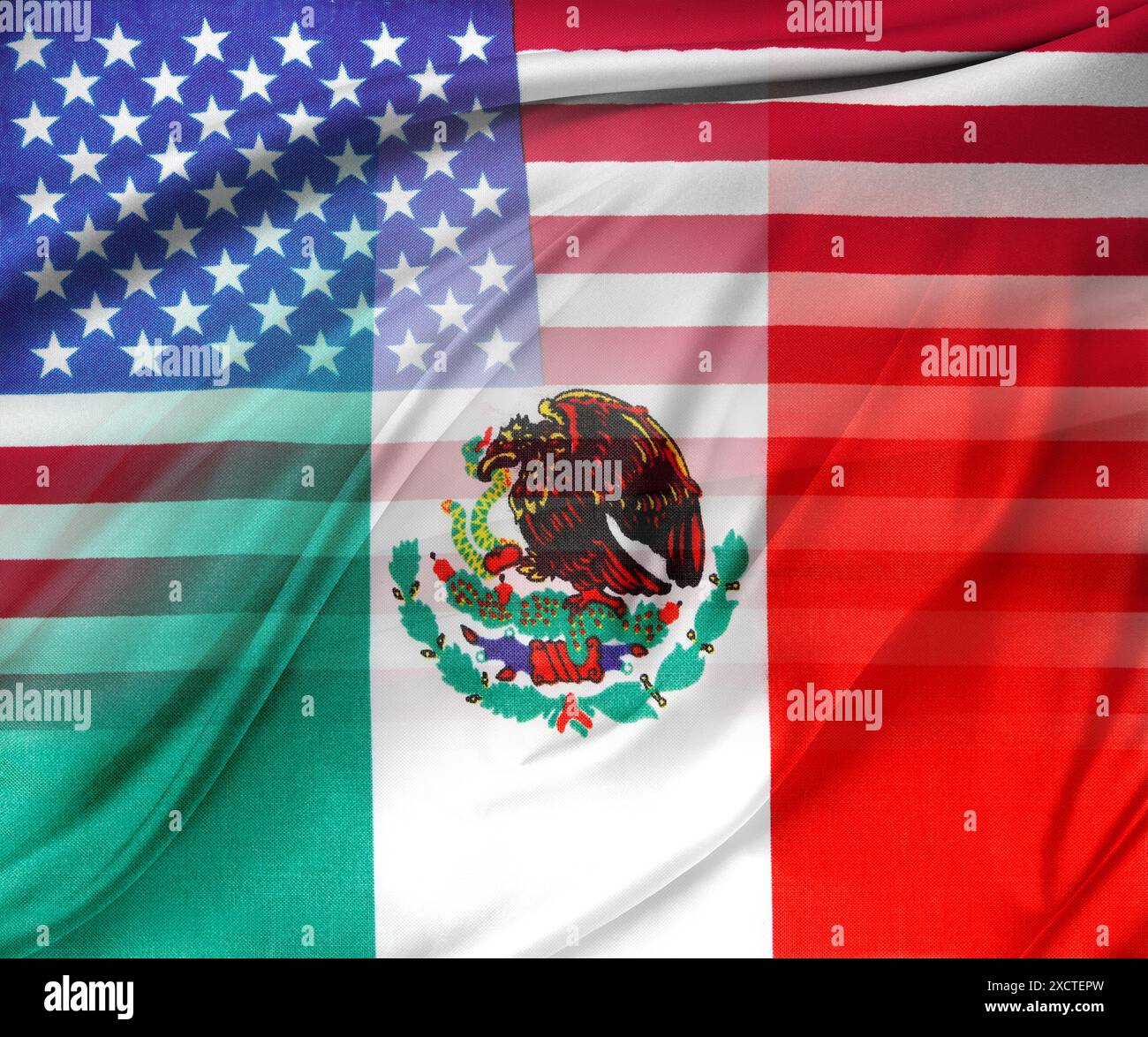 American and Mexican flags blended together composite Stock Photo - Alamy