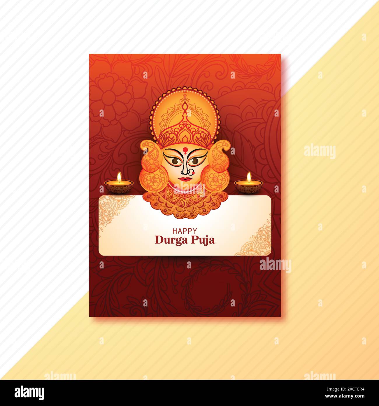 Indian religion festival durga puja face card brochure template ...