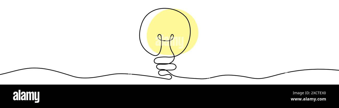 Continuous line drawing of light bulb. One line drawing background ...