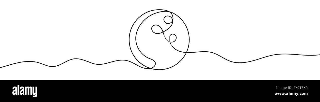 Continuous editable line drawing of bowling ball. One line drawing ...
