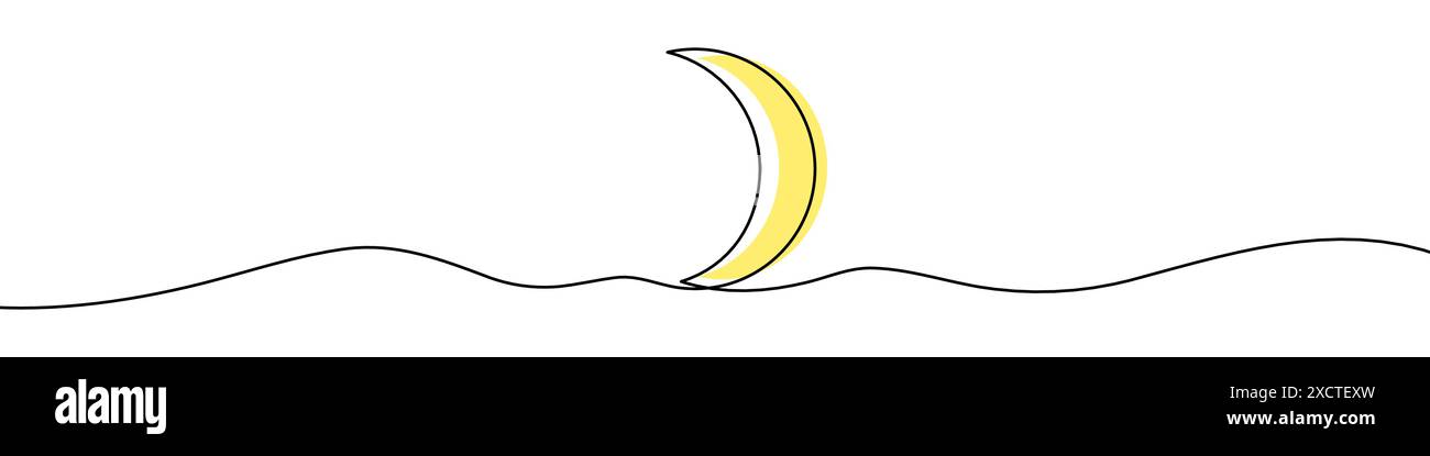 Continuous editable line drawing of moon icon. One line drawn moon ...