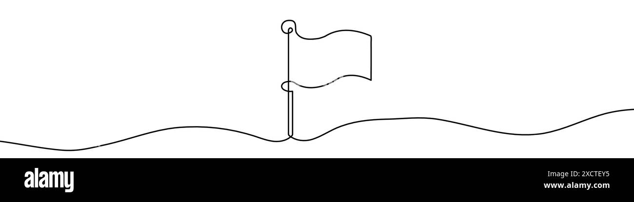 Continuous editable line drawing of flag. One line drawing of flag icon ...