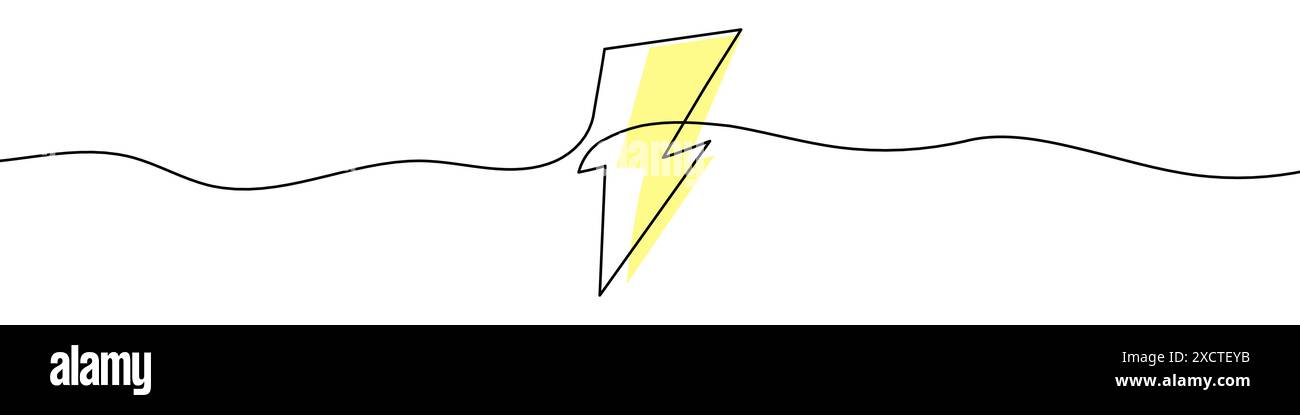 Continuous editable line drawing of lightning icon. One line drawn ...