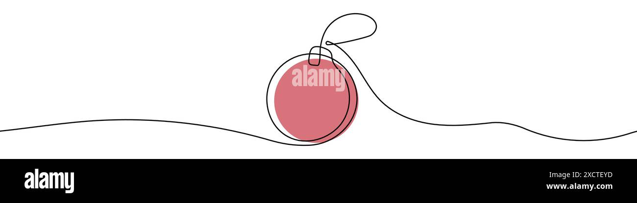 Continuous editable line drawing of Christmas ball. One line drawing of ...