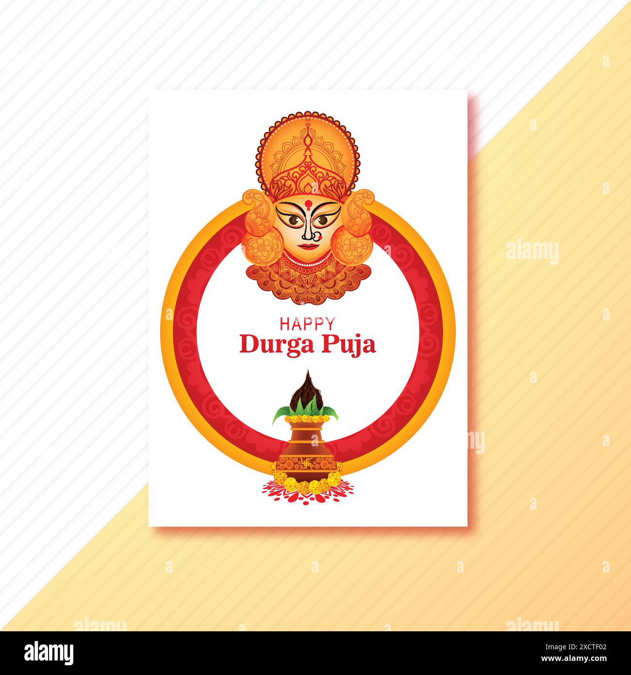 Beautiful durga puja greeting card celebration brochure template ...