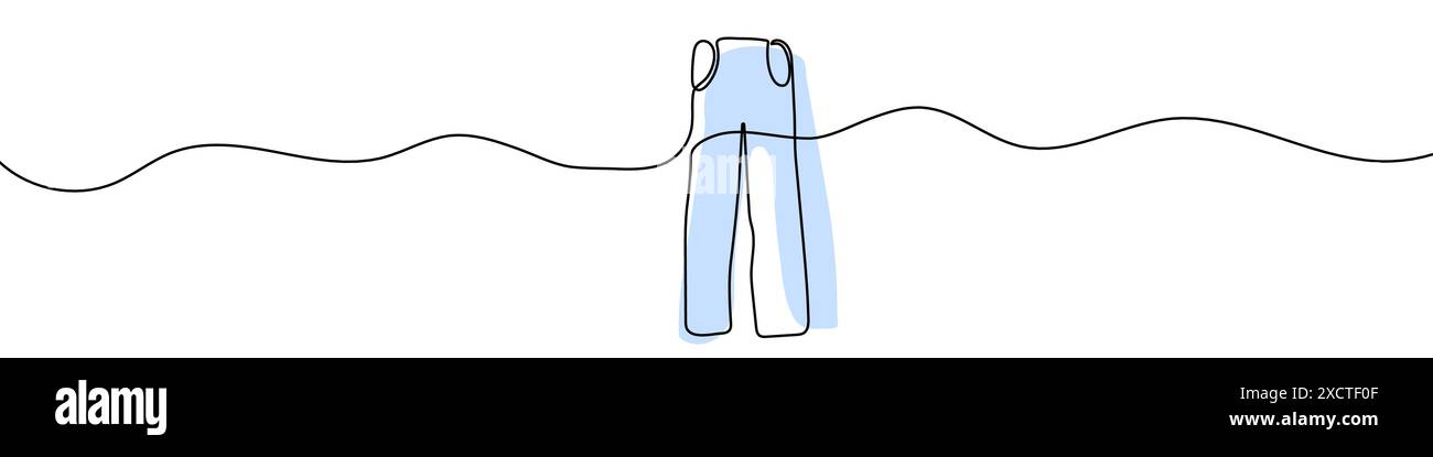 Continuous editable line drawing of trousers. One line drawing of ...