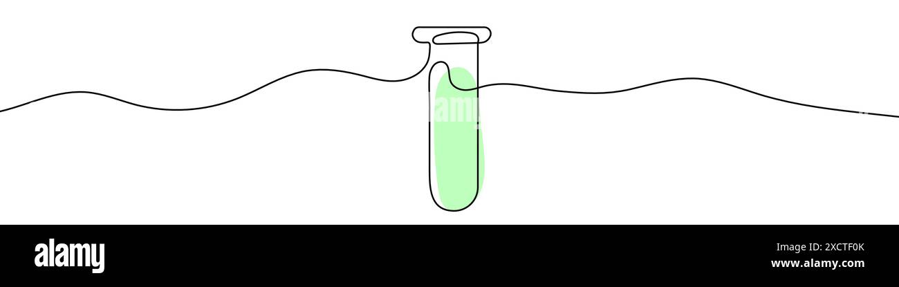 Continuous editable line drawing of laboratory flask. One line drawing ...