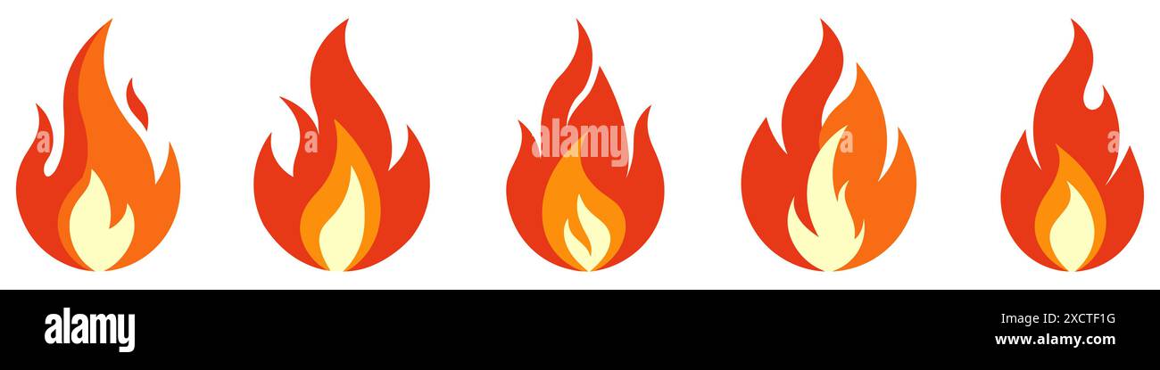 Fire icon. Set of five vibrant fire flame icons. Perfect for various ...