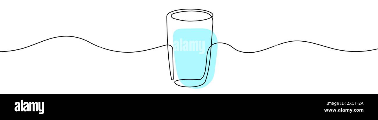 Continuous editable line drawing of glassful. One line drawing ...
