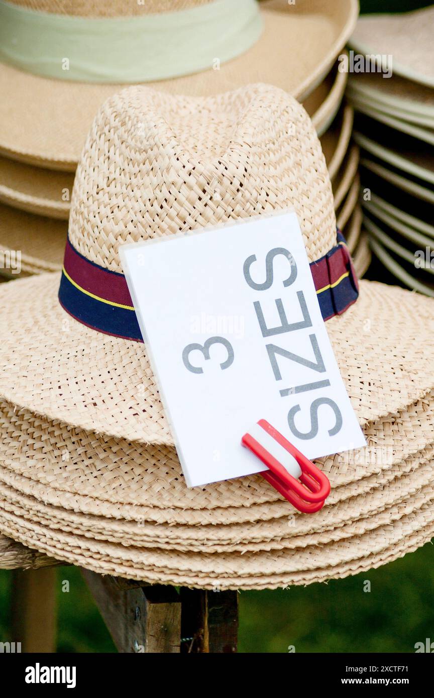 Adults straw trilby hats for sale at a country show in Yorkshire Stock ...