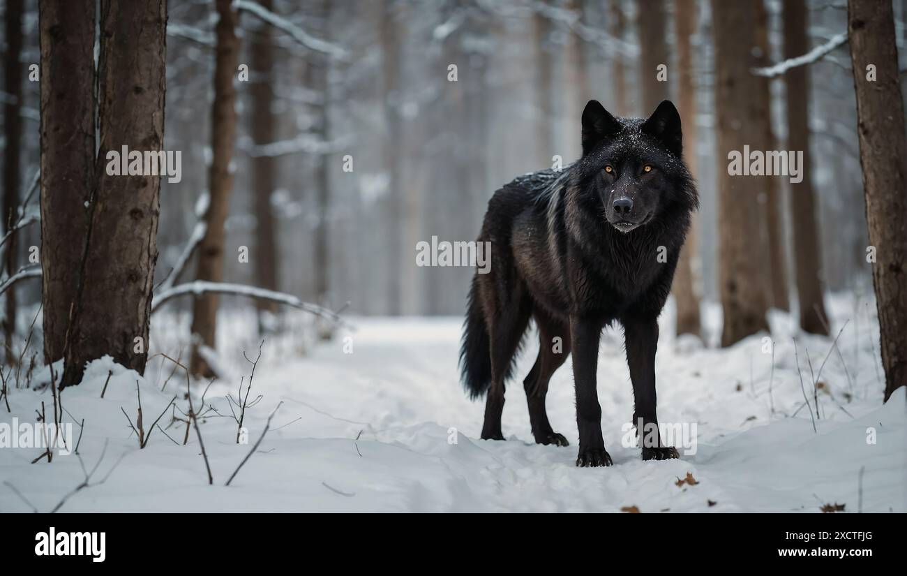 Black wolf standing hi-res stock photography and images - Alamy