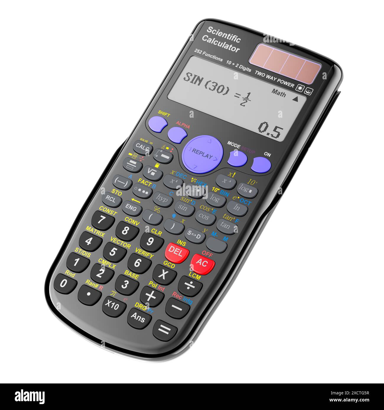 Scientific calculator, black color. 3D rendering isolated on white ...